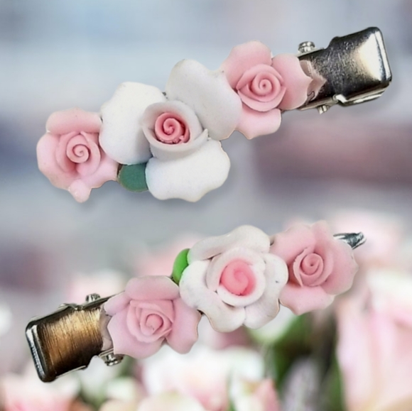 Hand Crafted | Accessories | Handmade Roses Hair Clip Barrettes Hair ...